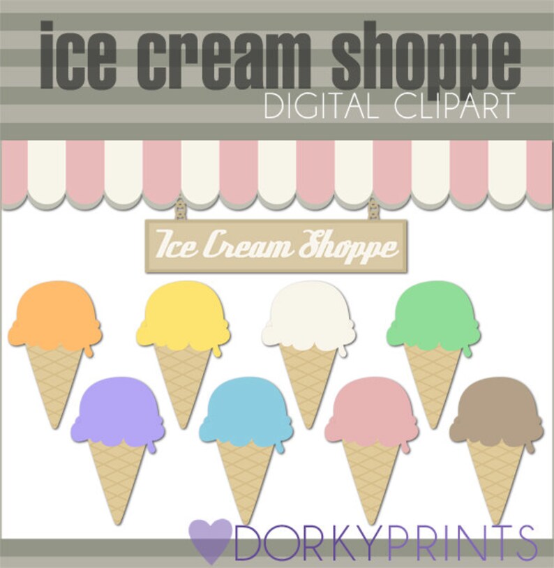Ice Cream Shoppe Clip Art personal and Limited Commercial | Etsy