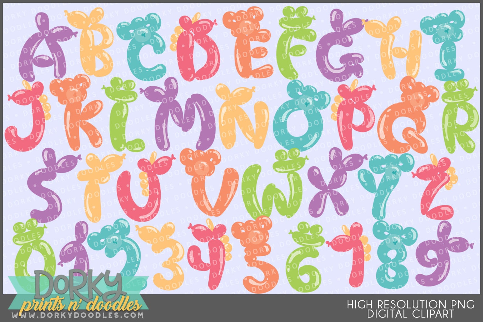 Balloon Animal Alphabet Clipart personal and Limited - Etsy