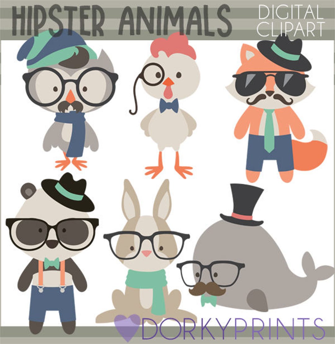 Hipster Animal Clipart -personal and Limited Commercial Use- Cute ...
