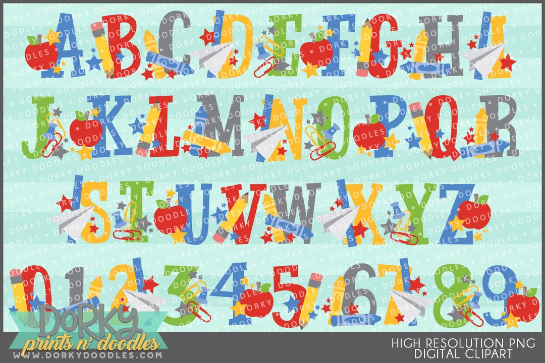 Cute Back to School Alphabet Clipart -personal and Limited Commercial ...