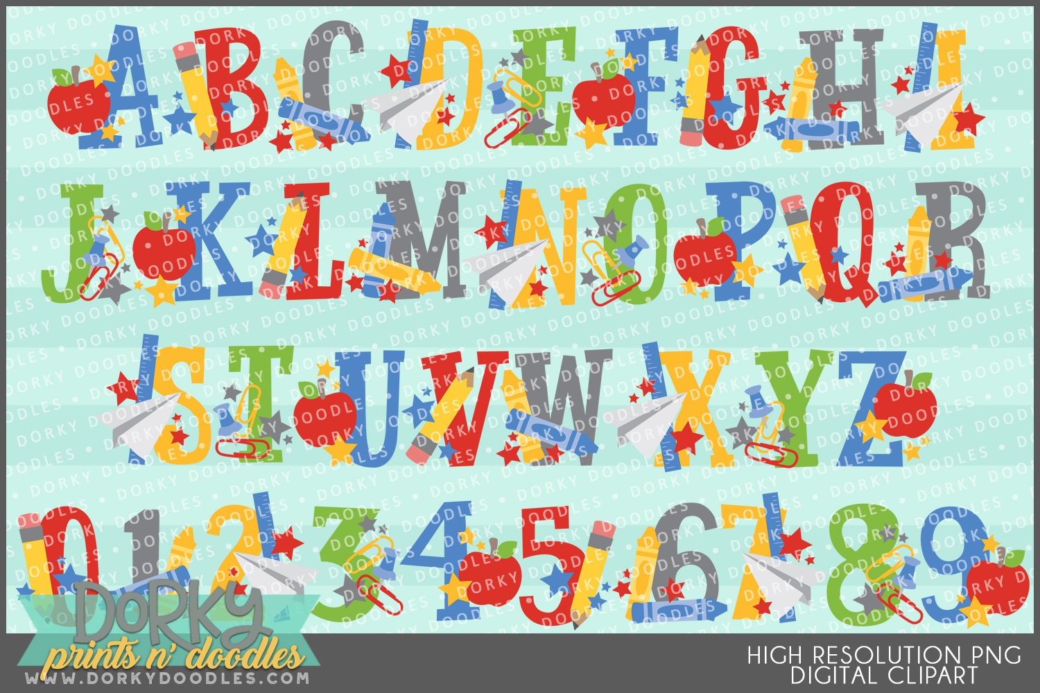 Cute Back to School Alphabet Clipart personal and Limited - Etsy