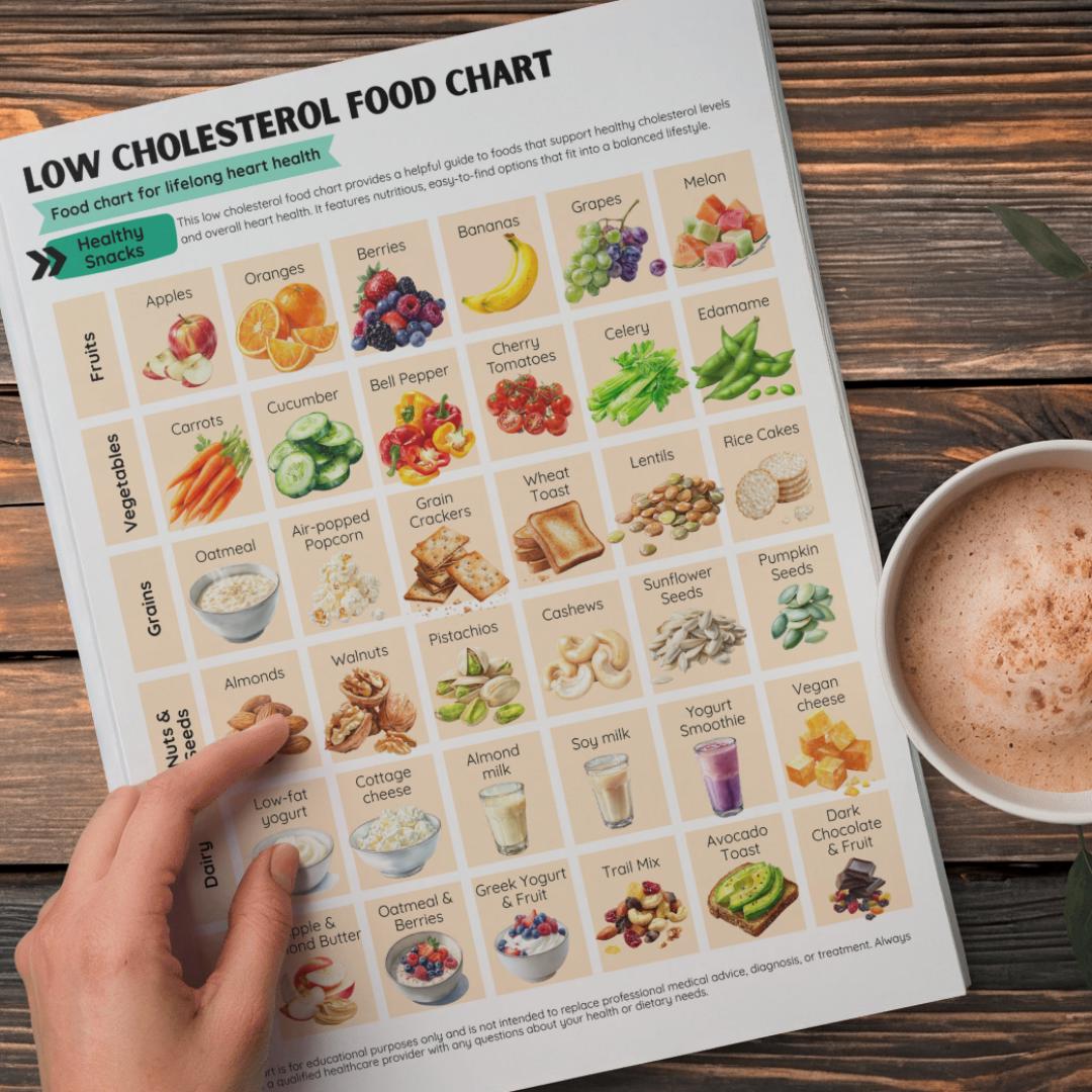 Low Cholesterol Food Chart for Heart-healthy Living | Printable Heart ...