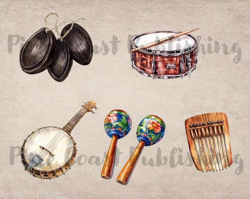 High Quality Watercolor Clipart - Musical Instruments - Etsy