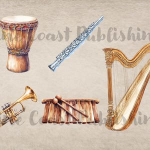 High Quality Watercolor Clipart - Musical Instruments - Etsy