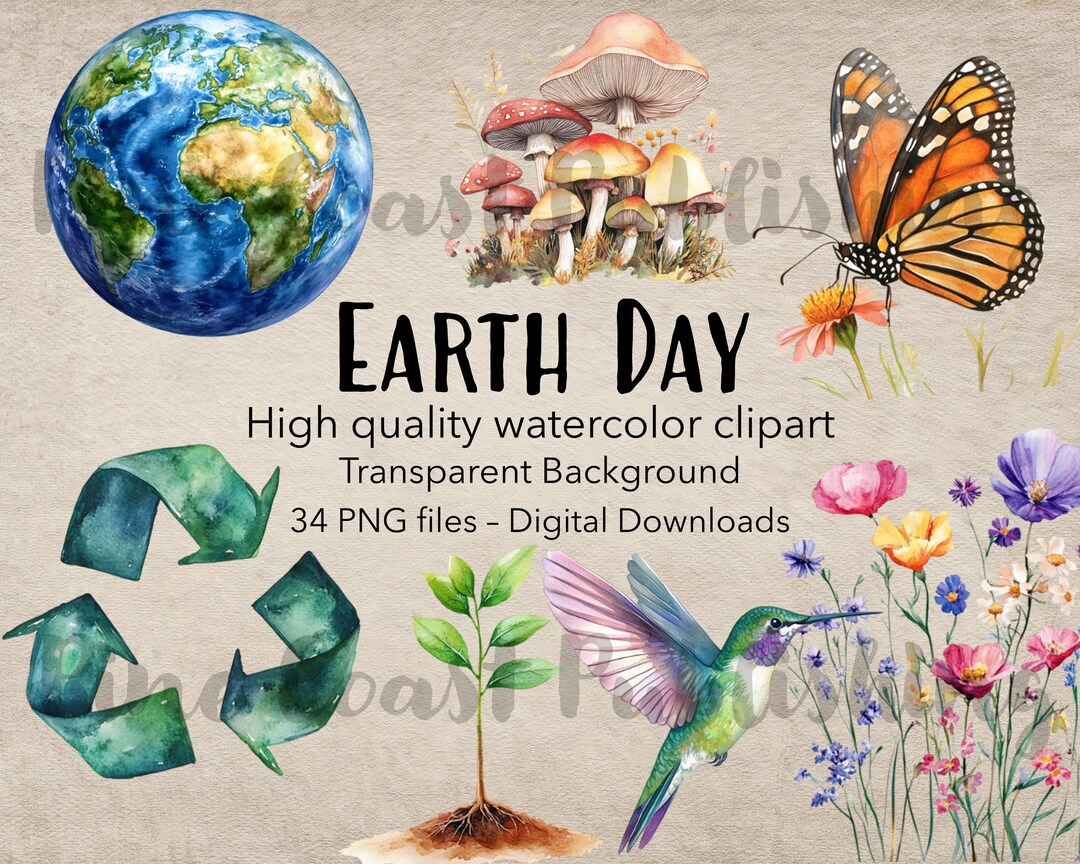 High Quality Watercolor Clipart - Earth Day - Etsy