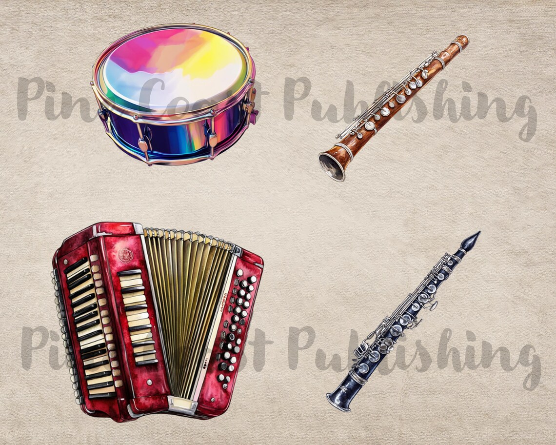 High Quality Watercolor Clipart - Musical Instruments - Etsy