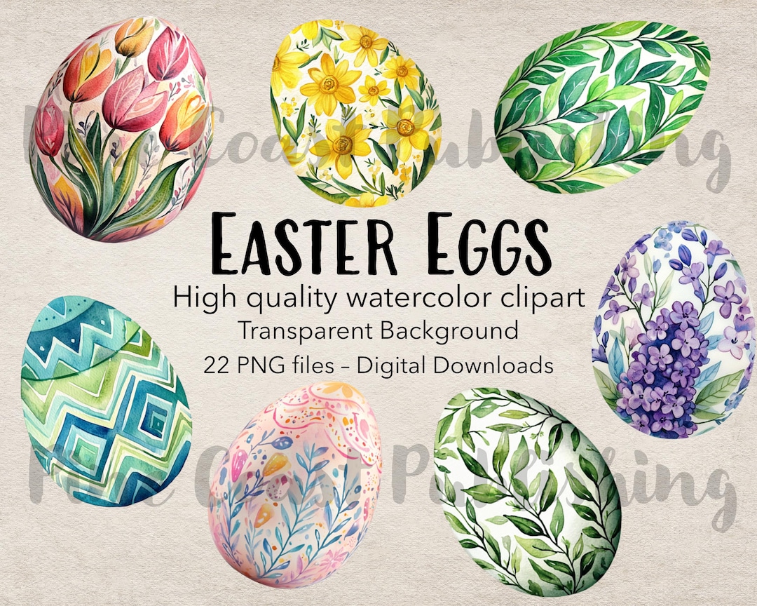 High Quality Watercolor Clipart - Easter Eggs - Etsy