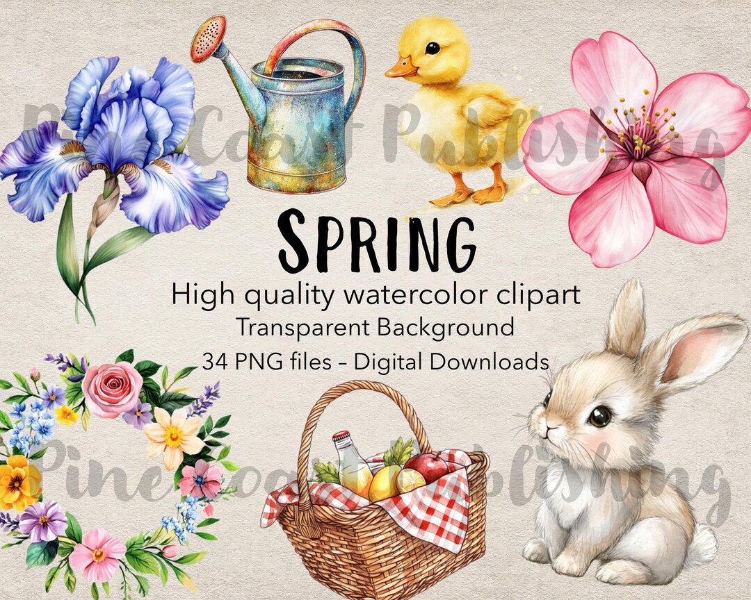 High Quality Watercolor Clipart - Spring - Etsy