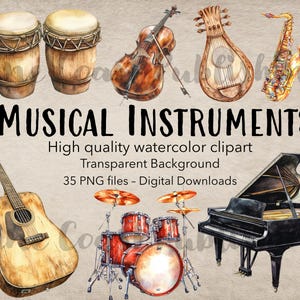 High Quality Watercolor Clipart - Musical Instruments - Etsy