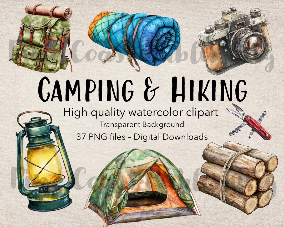 High Quality Watercolor Clipart - Camping and Hiking - Etsy