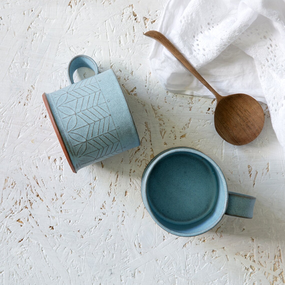 Blue Ceramic Mugs Light Blue Coffee Mugs Modern Mugs | Etsy
