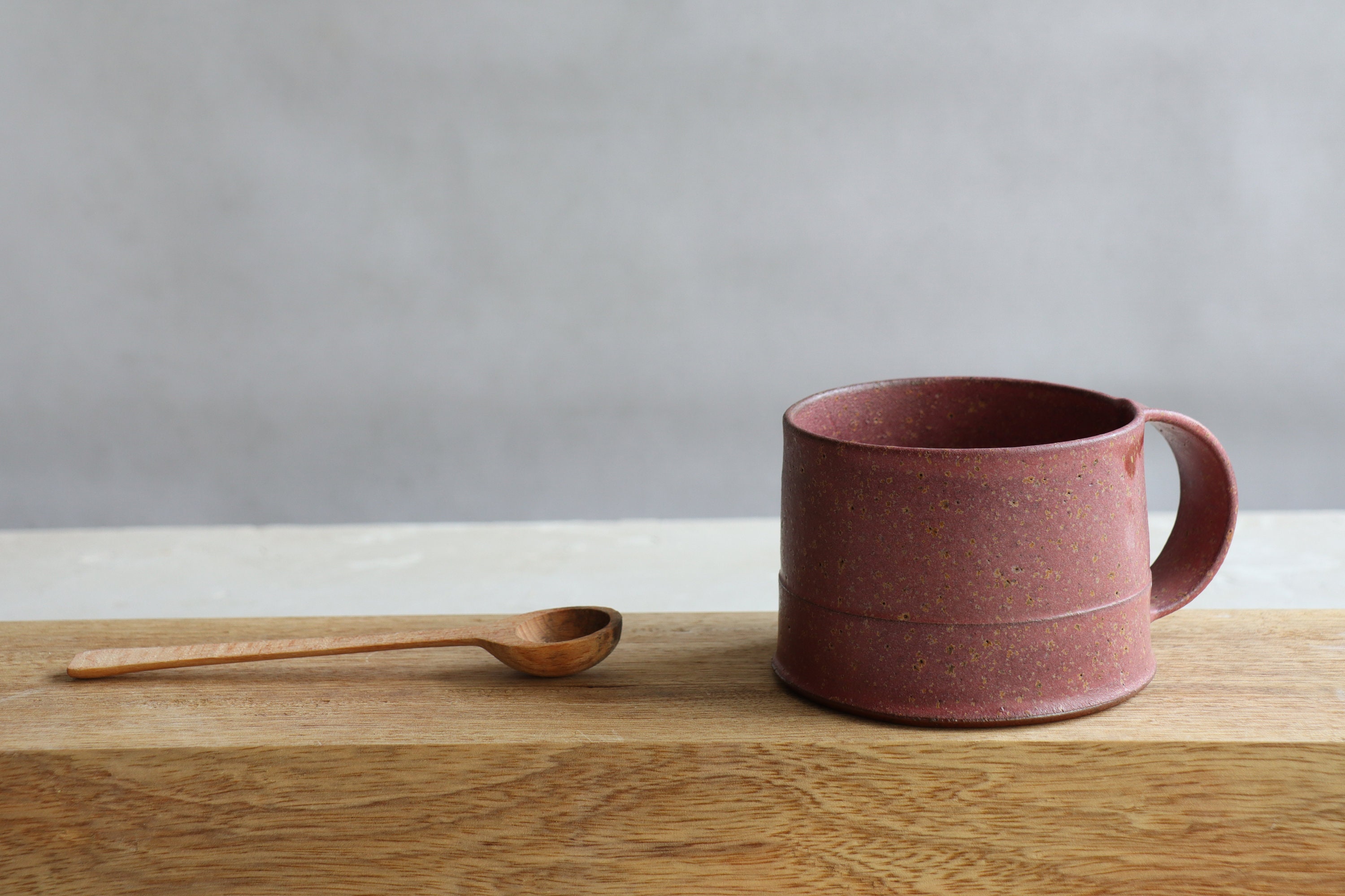 Large pink Ceramic Mug 13 oz Coffee Mug Handmade white | Etsy