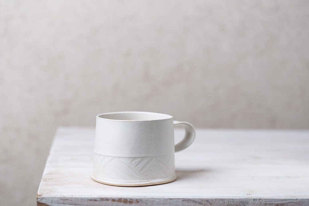 White Coffee Mug, Large Ceramic Mug, Modern Coffee Mug, Handmade Mug ...