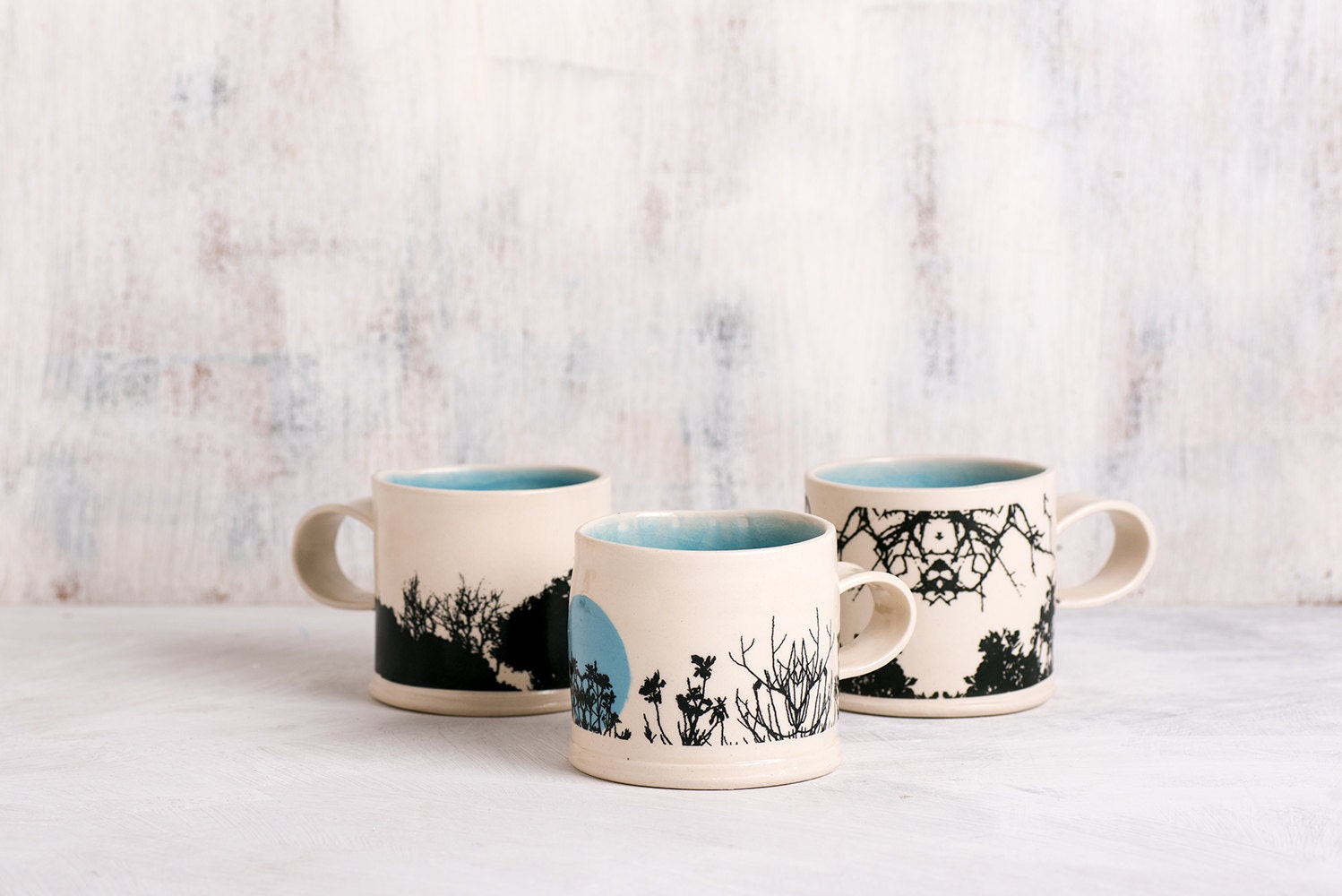 Blue Ceramic Mugs Light Blue Coffee Mugs Modern Mugs - Etsy