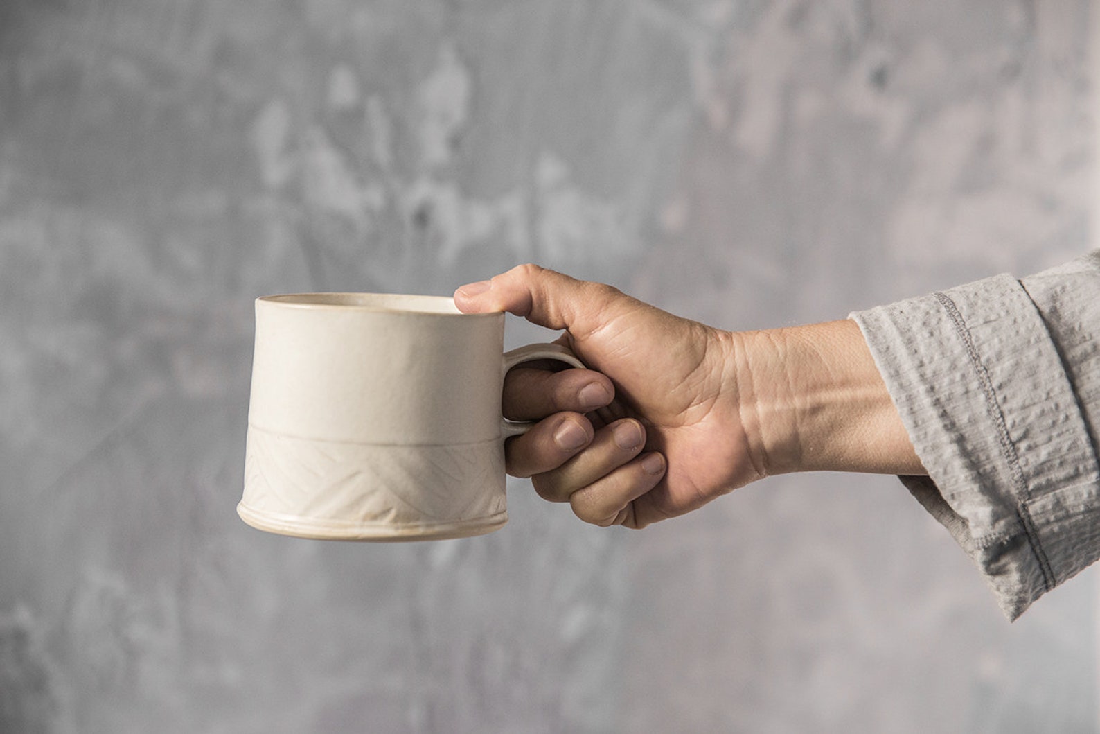 White Coffee Mug Large Ceramic Mug Modern Coffee Mug | Etsy