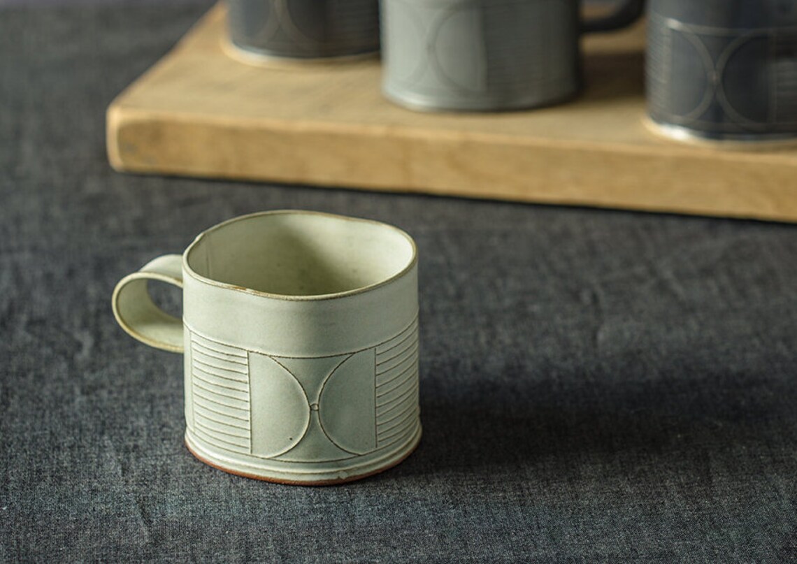 Large White Ceramic Mug wide Pottery Coffee Mug Handmade | Etsy