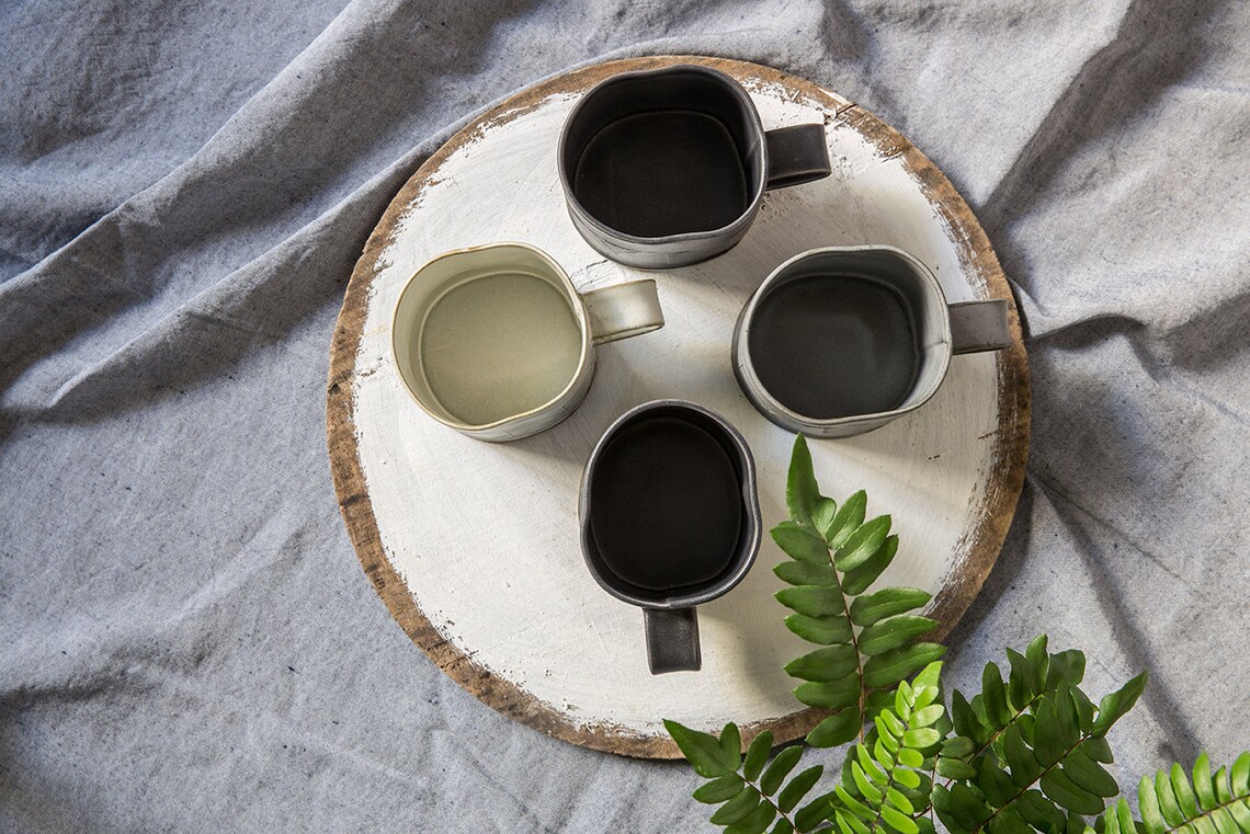 Large White Ceramic Mug wide Pottery Coffee Mug Handmade | Etsy