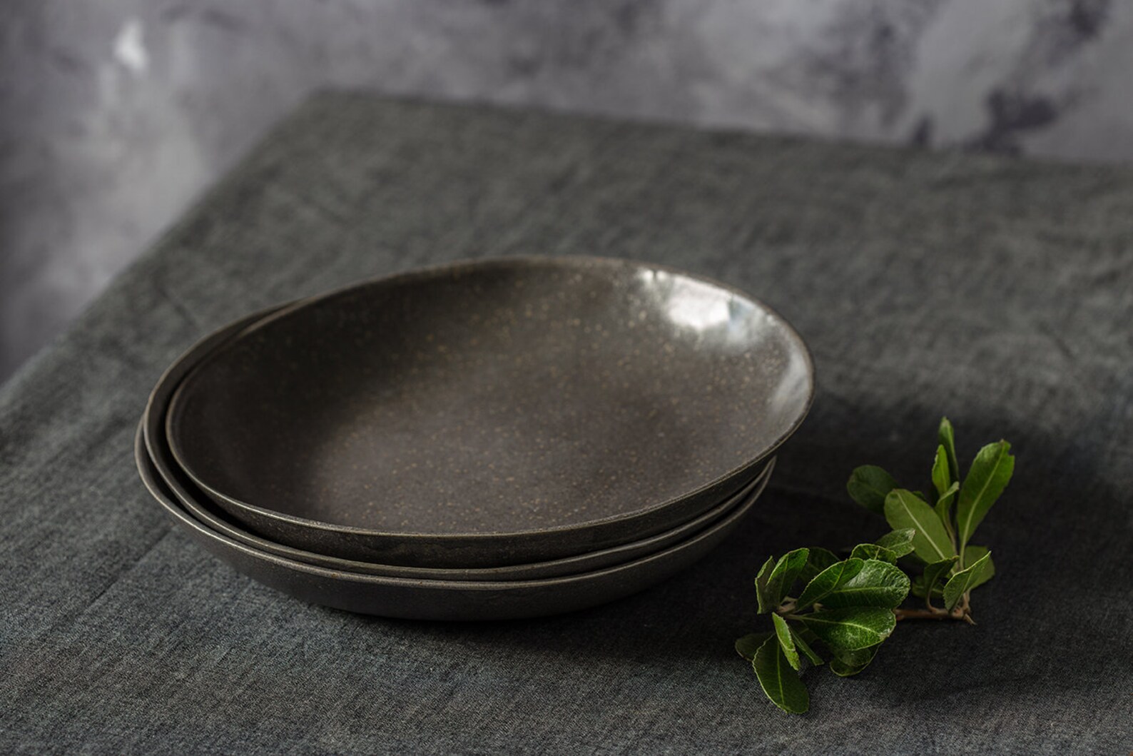 Dark Gray Dinner Plate Gray Ceramic Plate Dark Gray | Etsy