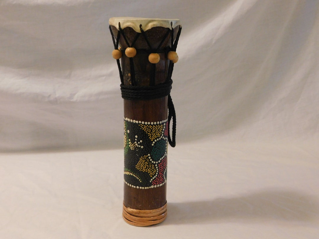 Djembe Wooden Vertical Bongo Beads and Rope - Etsy