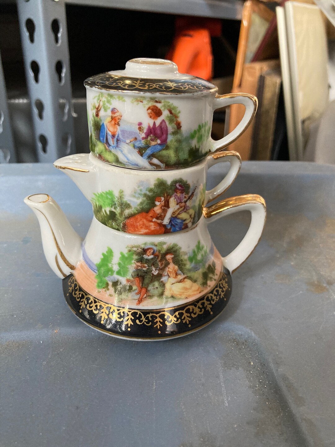 Stacking Tea Set Miniature 3 Pieces Colonial - Etsy