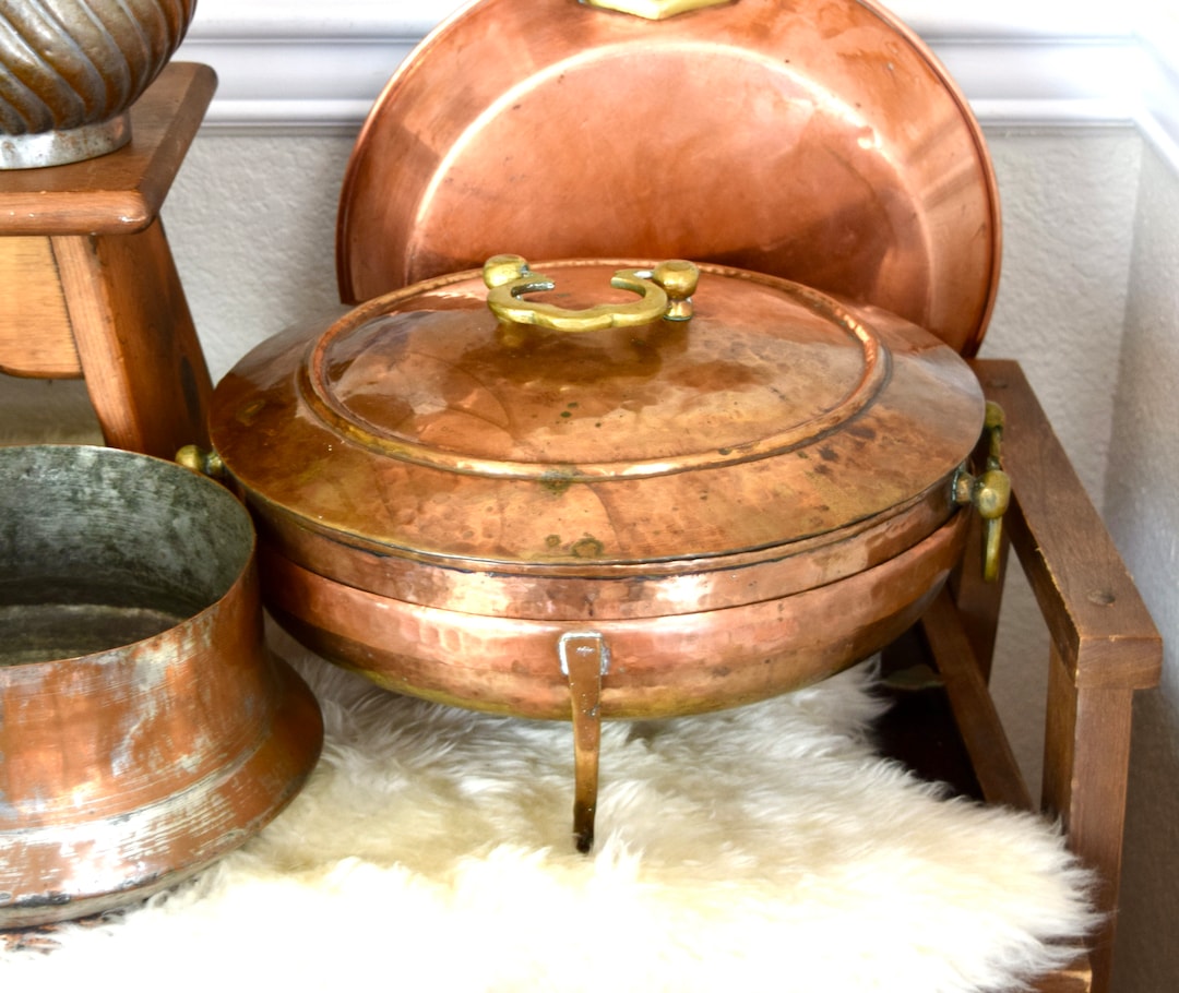 Vintage Copper Chafing Dish…middle Eastern Copper Chafing Dish With Tin ...