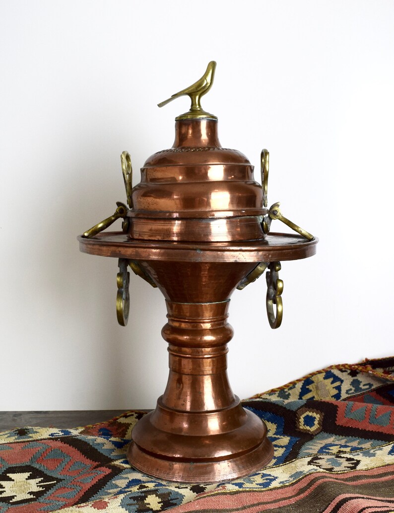 Vintage Copper Brazier With Brass Bird Final and Brass - Etsy