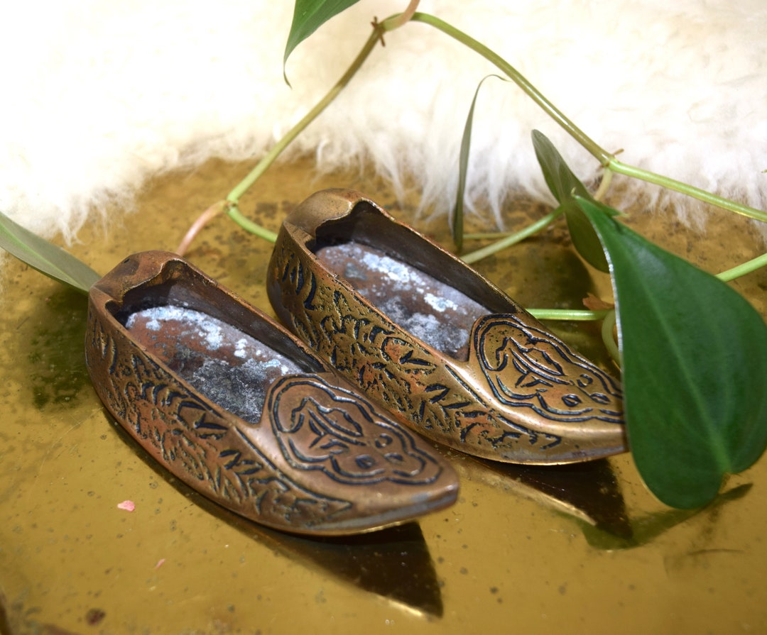 Vintage Brass Shoes, Signed Istanbul...middle Eastern Bass Shoes. - Etsy