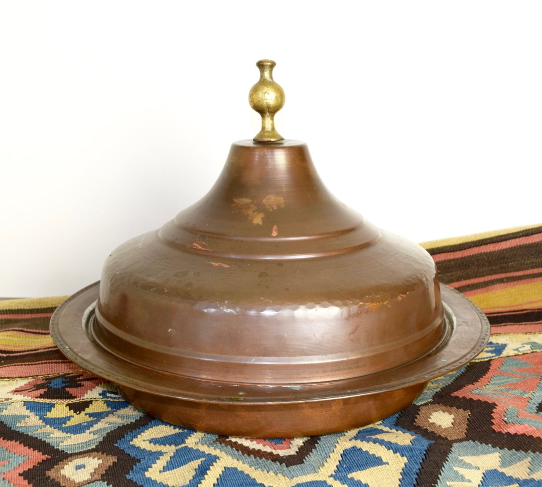 Vintage Turkish Copper Tagine...huge Turkish Copper Serving Pan With ...