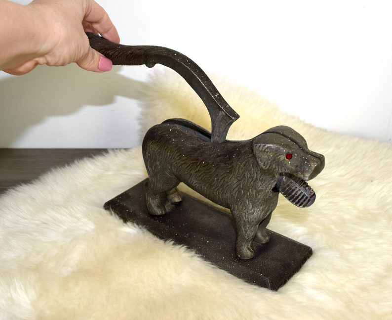 Vintage Dog Nutcracker…cast Metal Dog Nutcracker With Red Glass Eyes ...