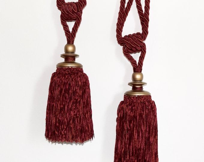 Two Tassel Drapery Tie Backs in Bronze Gold, Drapery Accessory, Curtain ...