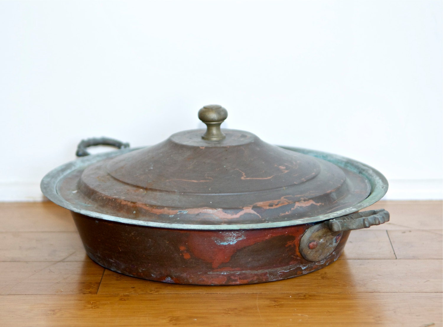 Vintage Copper Roasting Pan With Brass Handles...copper Pan | Etsy