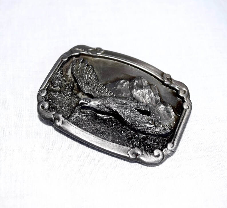 Vintage Bald Eagle Belt Buckle...soaring Eagle Buckle...1987 C+J Inc ...