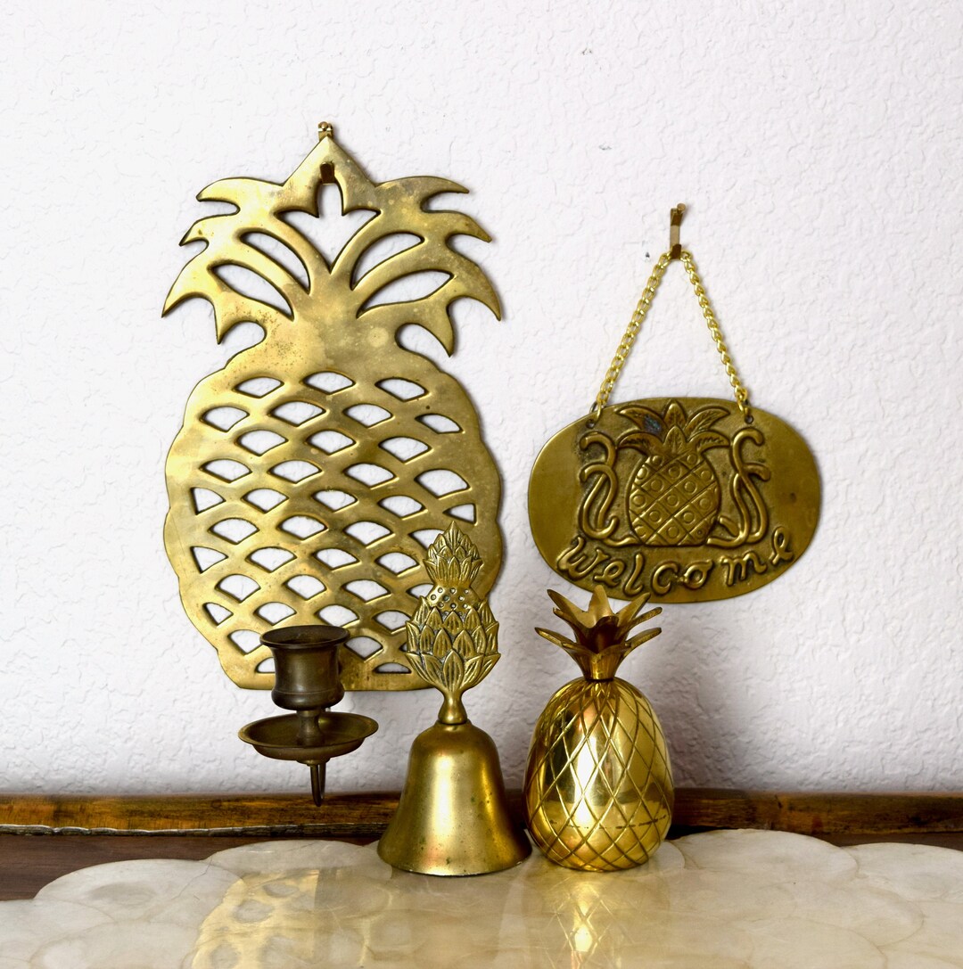 Vintage Brass Pineapple...brass Pineapple Paperweight, Bell, Candle ...