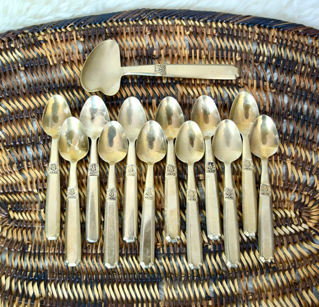 Vintage Thai Bronze Demitasse Spoons and Sugar Spoon…set of 12 ...