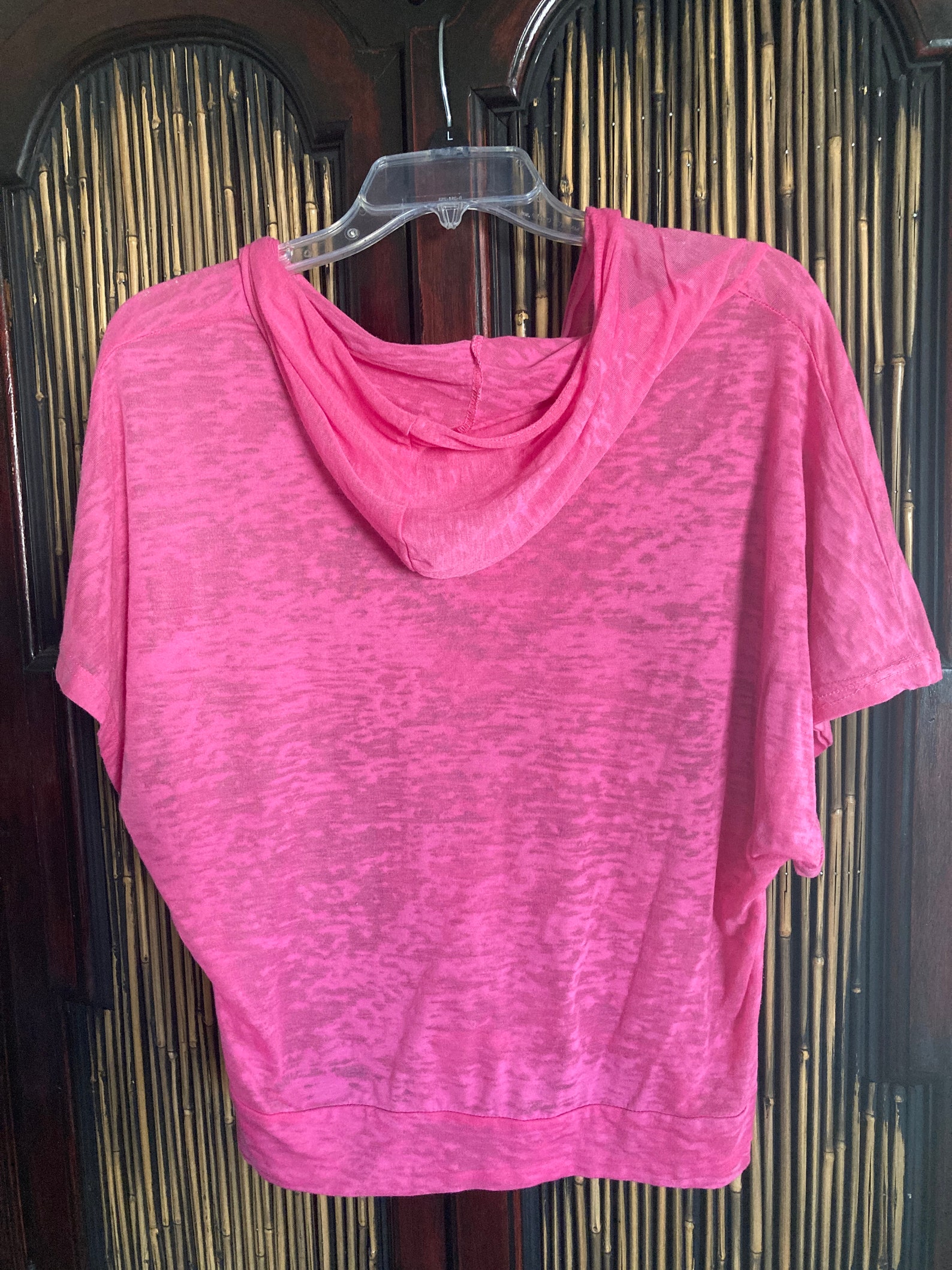 Vintage Hot Barbie Pink Sheer Hood Burnout Summer Beach Top Coverup ...
