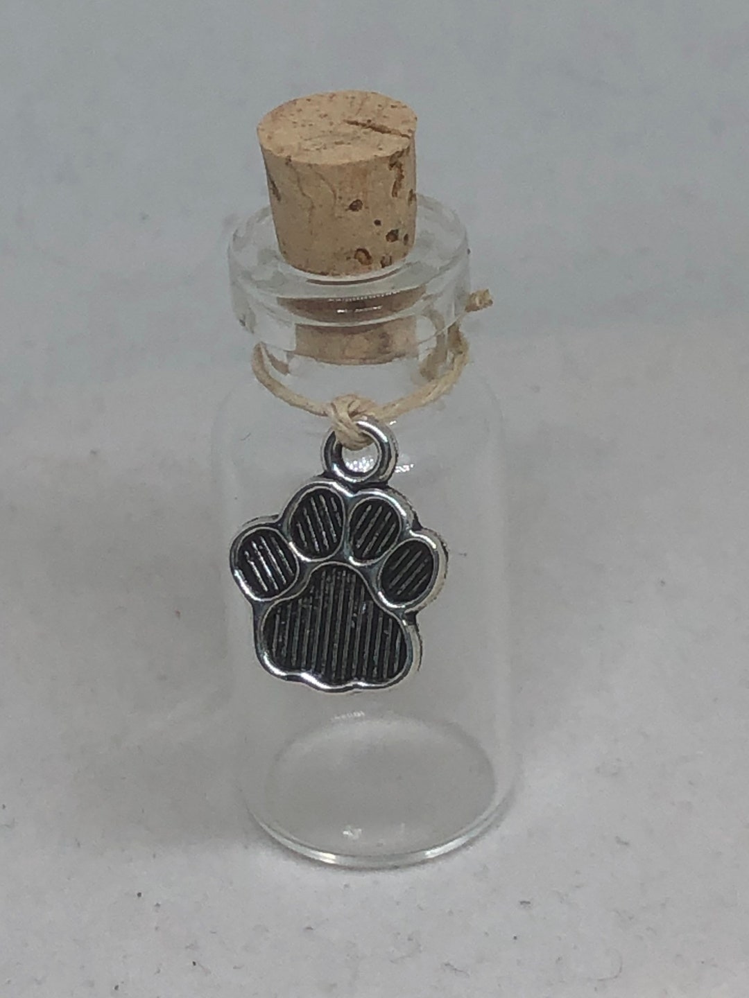 Keepsake Glass Vial for Lock of Fur. Antique Silver Paw Print Pet ...