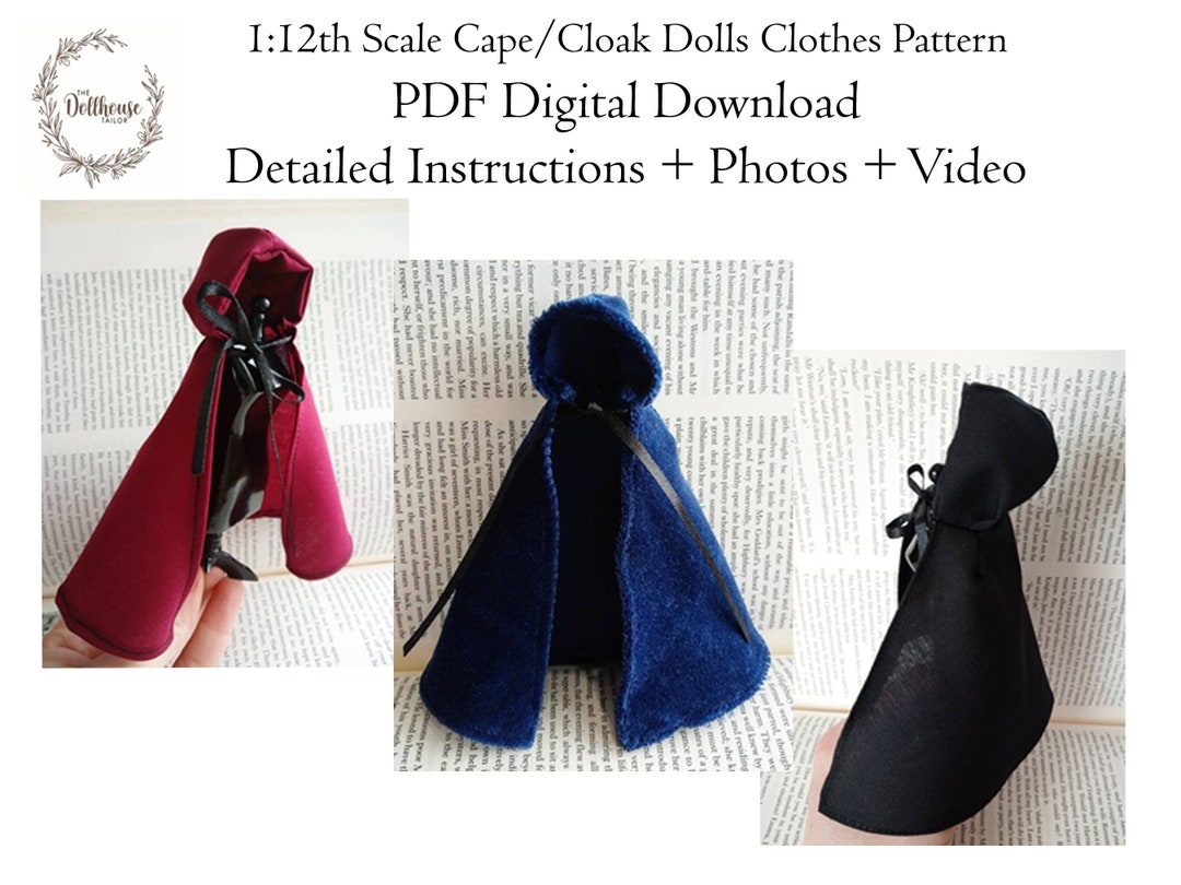 PDF Pattern 1:12 Scale Doll Clothes, DIY Cloak/cape Sewing Pattern - Etsy