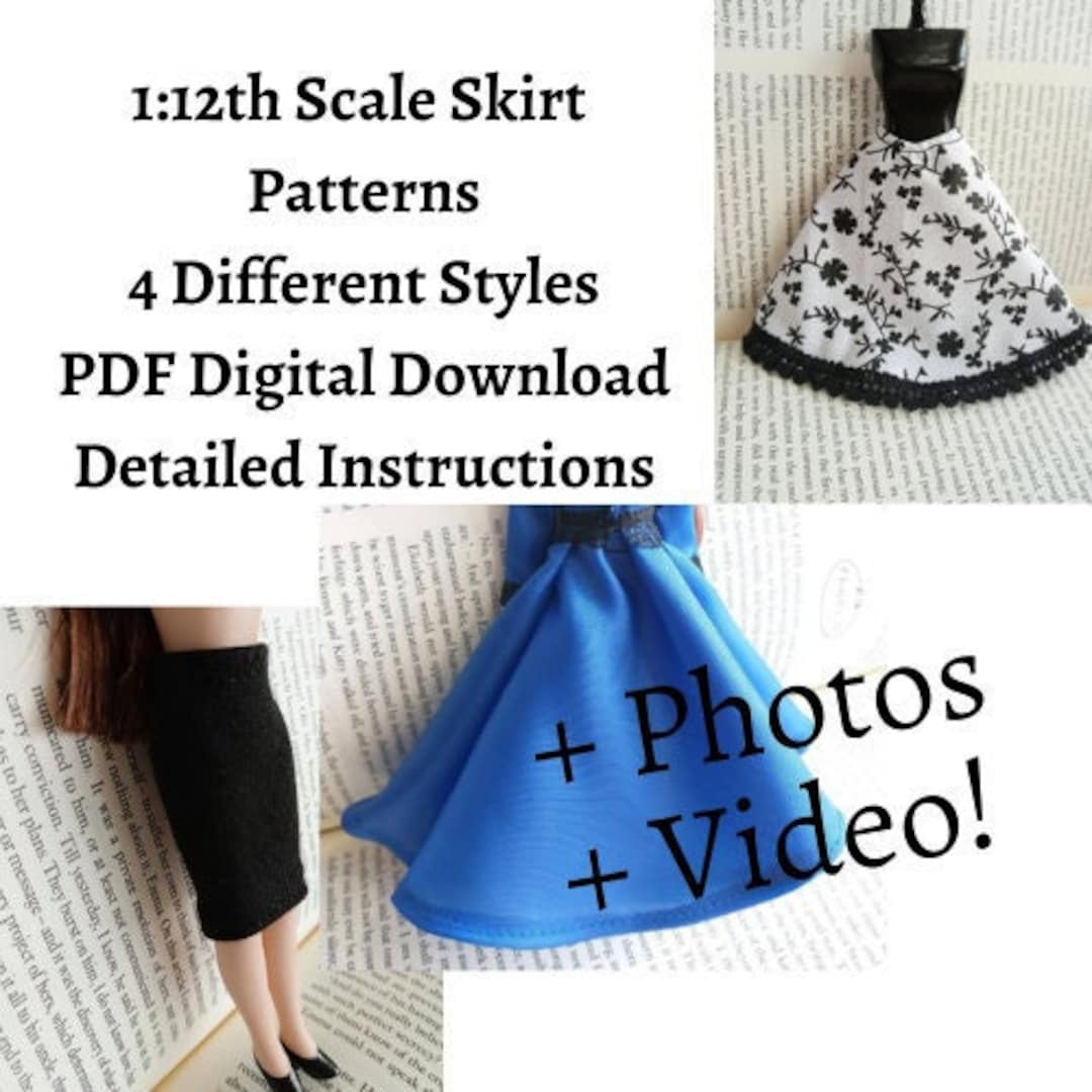 PDF Pattern 1:12 Scale Skirt Patterns, Four Different Styles DIY Sewing ...