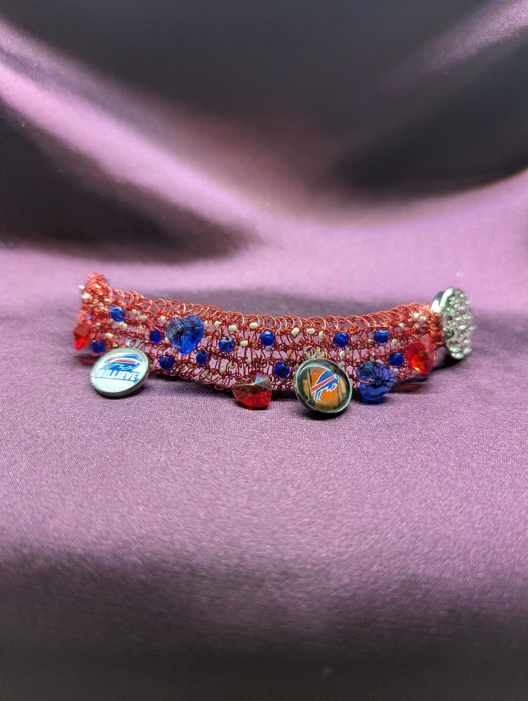 Bills Mafia! Hand-knit Adjustable Soft Wire Bracelet & Scarf Cuff B510 ...