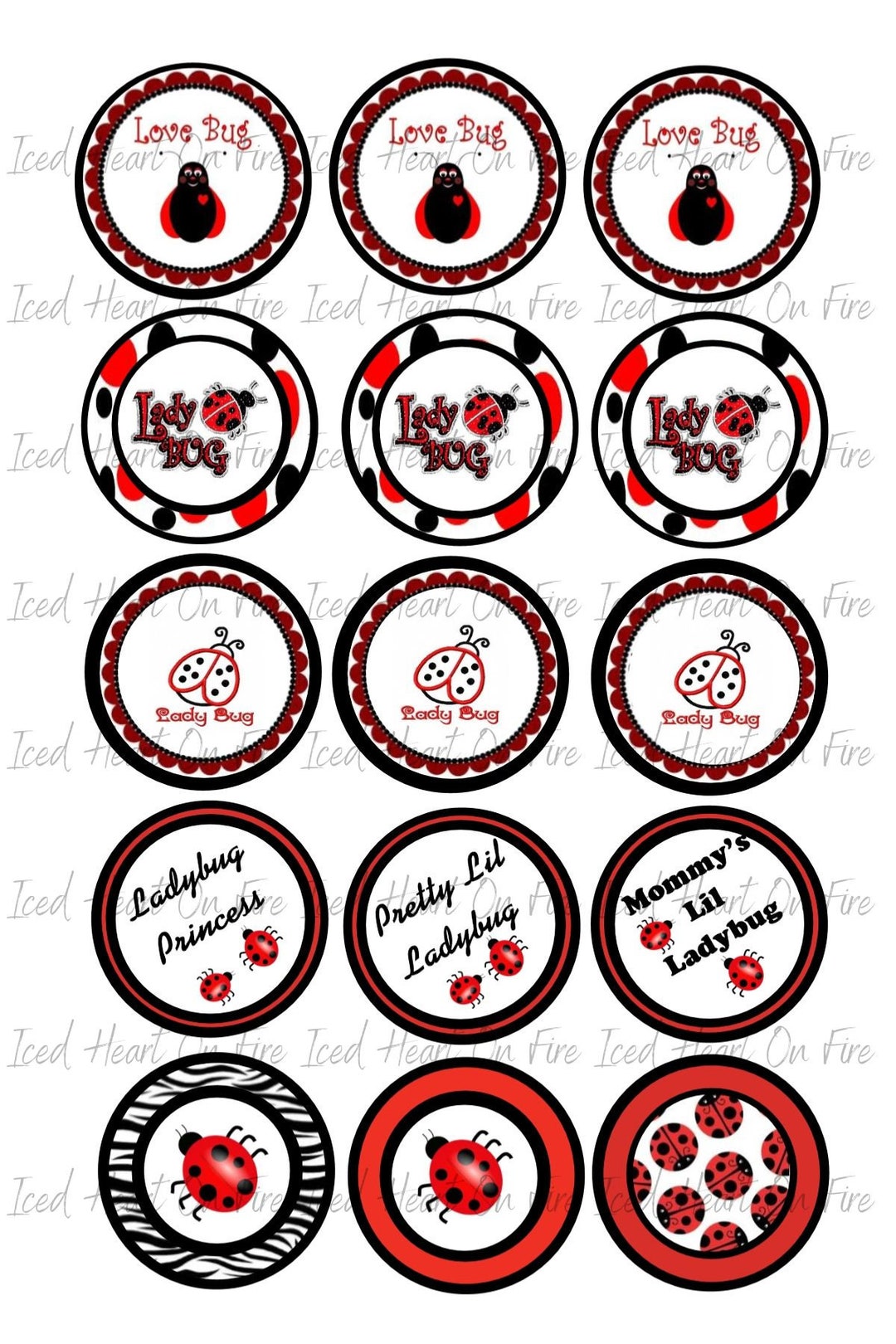 Red and Black Lady Bug Bottle Cap Image 1in Circle - Etsy