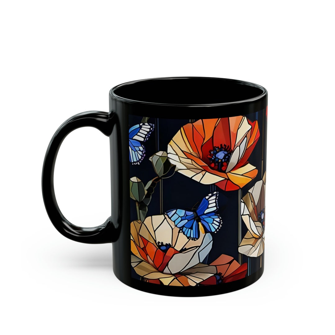 Poppy Flower Mug Floral Mug Poppy Coffee Cup Gift for Her Flower Mug ...