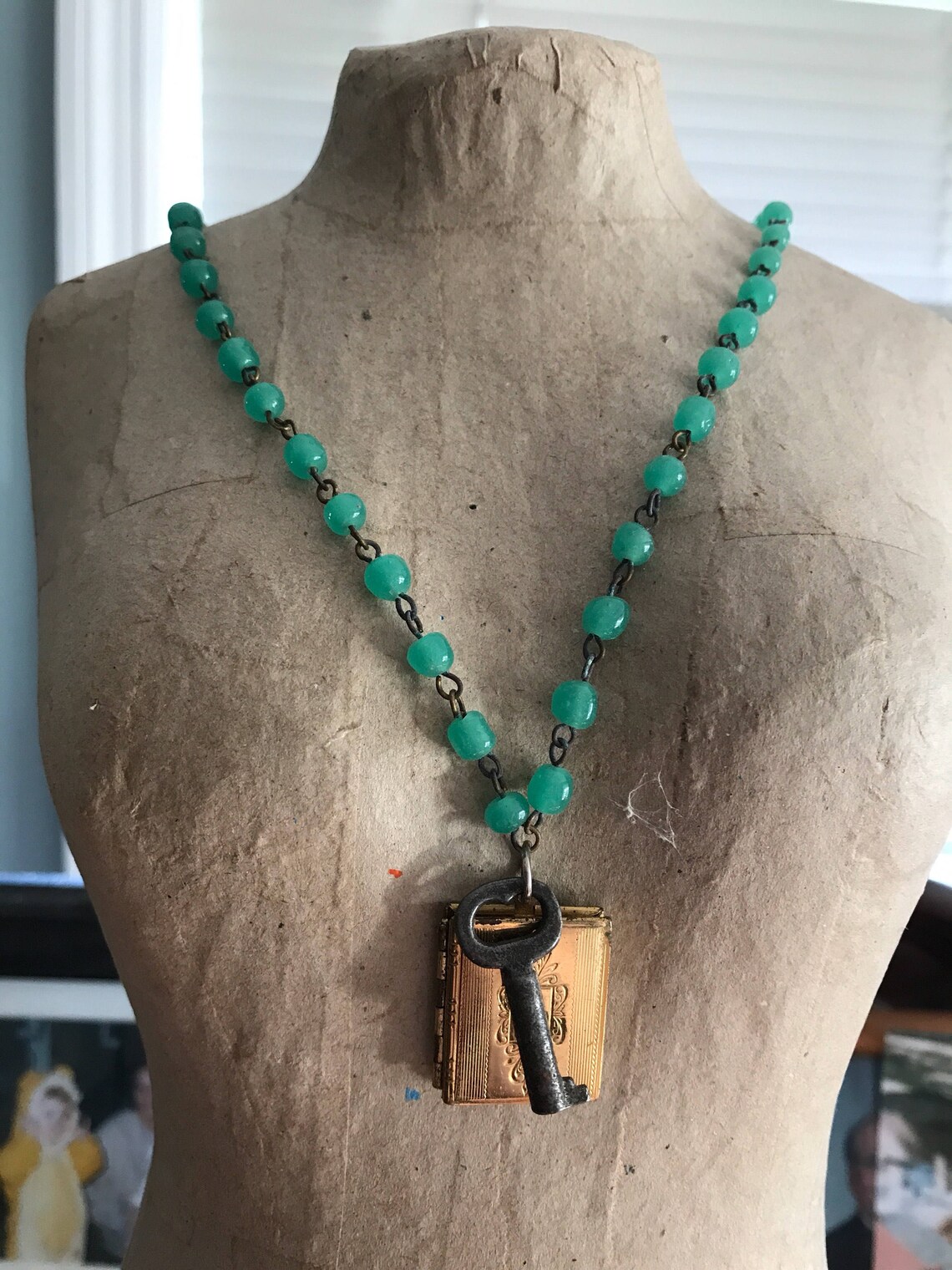 Romantic Vintage Locket and Key Necklace - Etsy