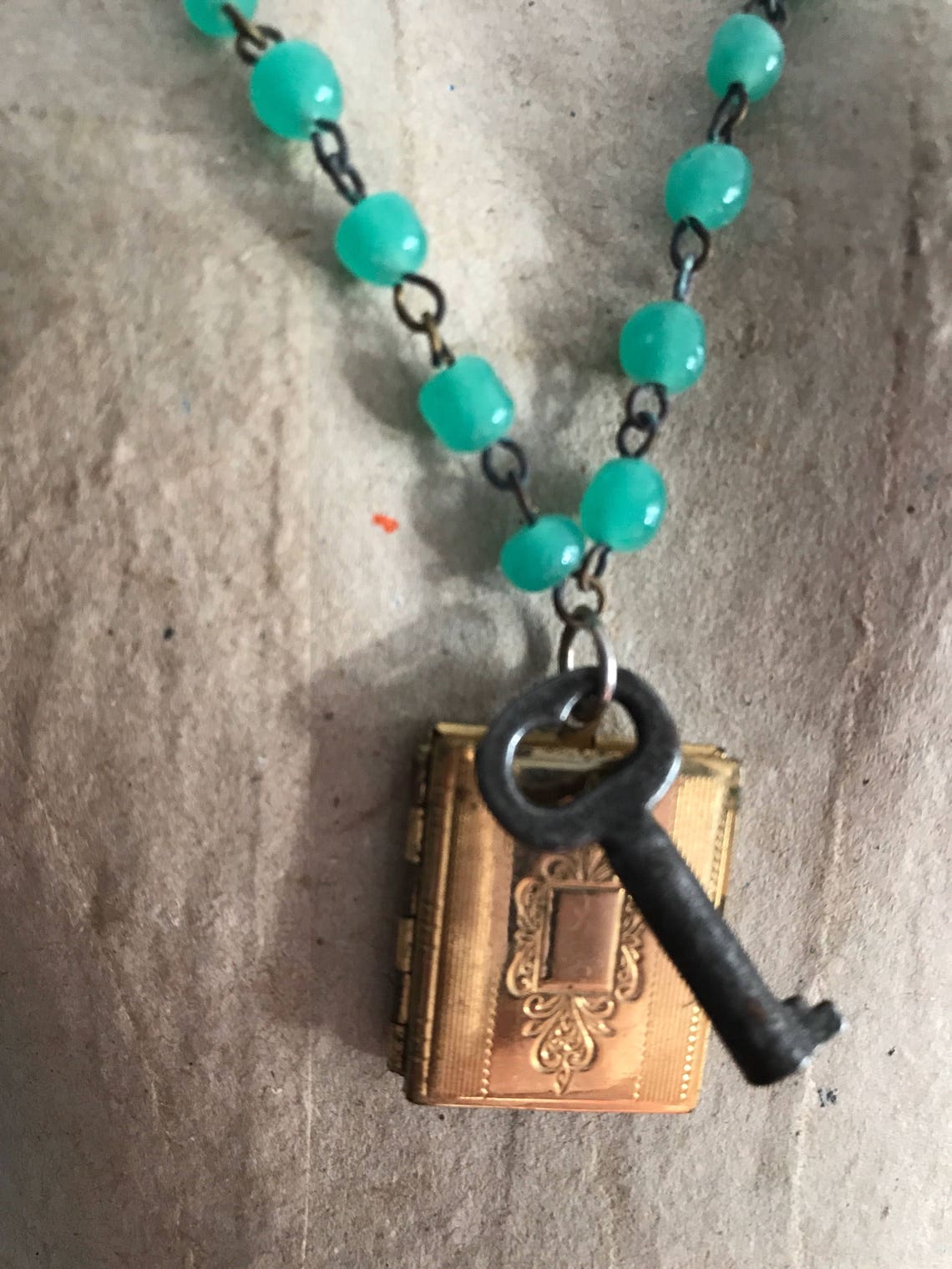 Romantic Vintage Locket and Key Necklace - Etsy