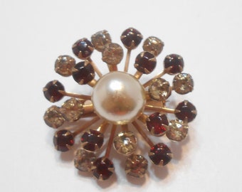 10 Ruby Red Rhinestone Button Brooch Assorted Pearl Crystal ...