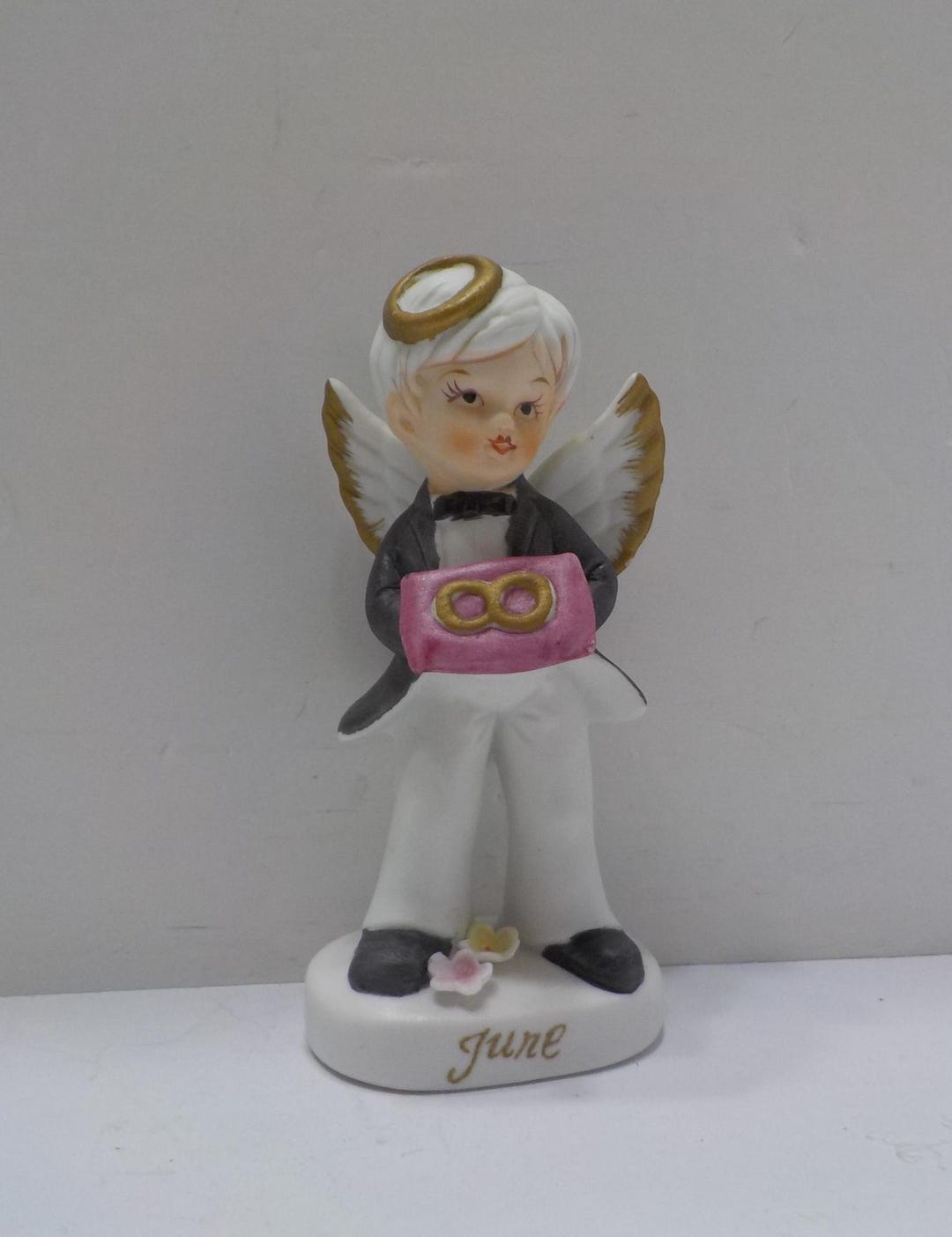 Vintage Hand Painted Ceramic Birthday Boy Angel Figurine (34-1) June ...