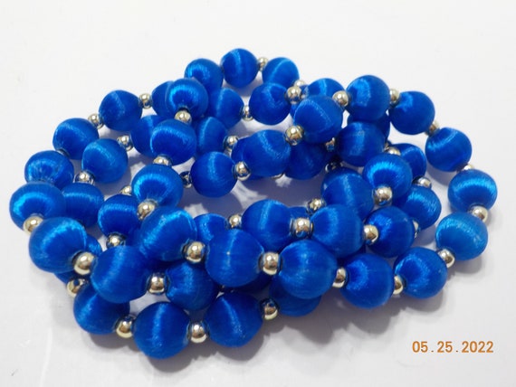 Vintage 30" Single Strand Royal Blue String Beaded Ne… - Gem