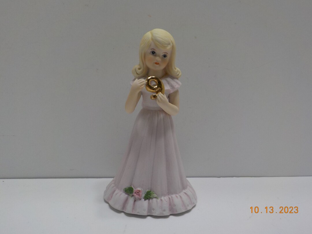 Vintage Enesco Birthday Girl 34 Growing Up Girl Age 9 Etsy