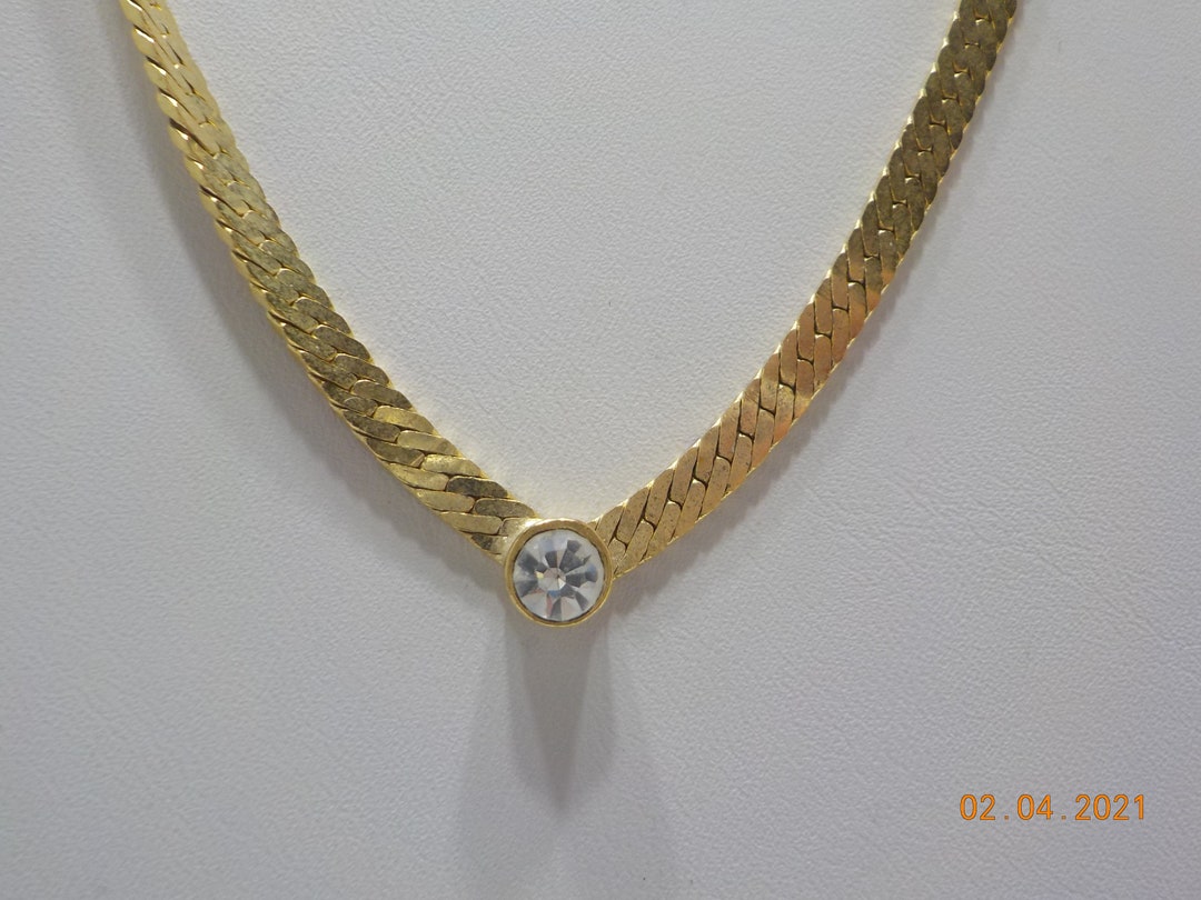 Vintage Rhinestone "v" Shaped Chain Necklace (8165) Sparkly! - Etsy