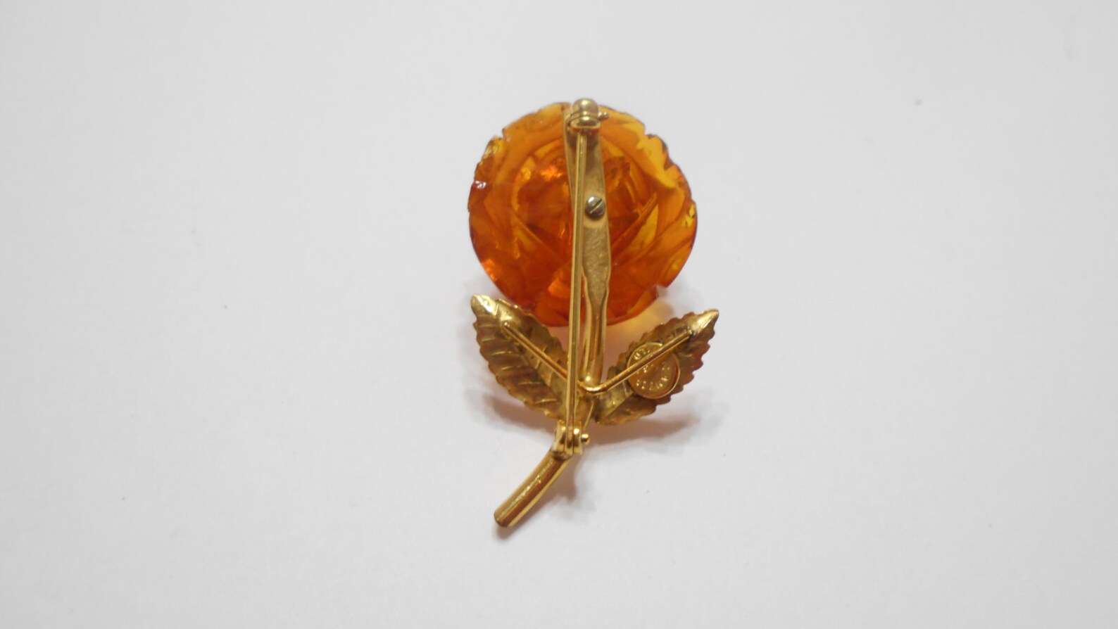 Vintage amber Guild 12KGF Celluloid Rose Brooch - Etsy