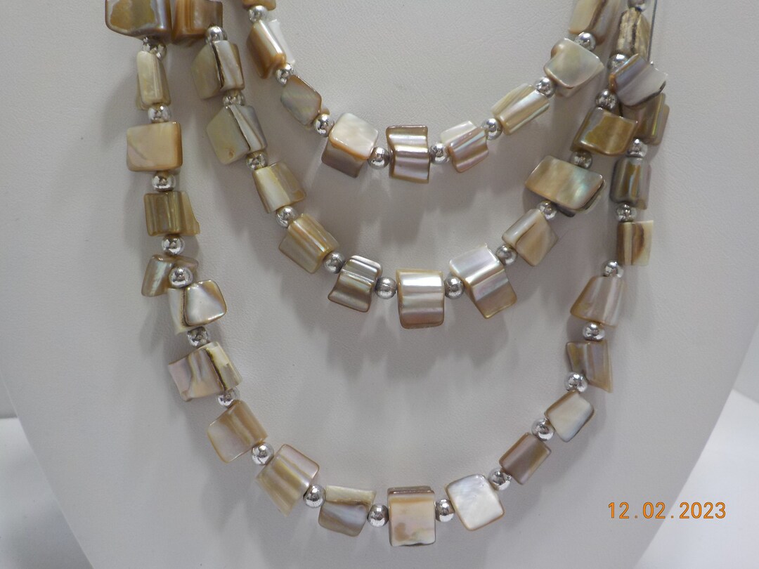 Vintage Triple Strands Abalone Choker Necklace (5386) Invisible Wire ...